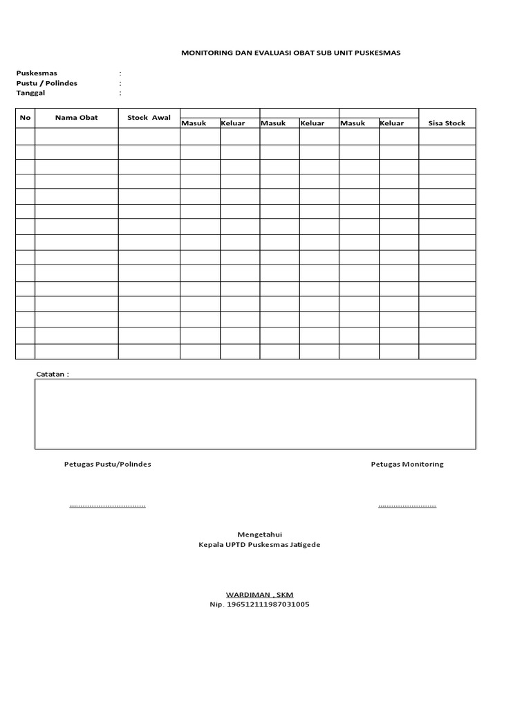 Format Monev Obat | PDF