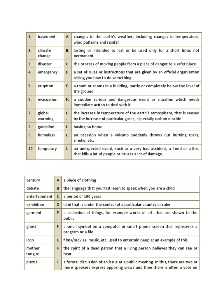 Vocabulary Worksheet | PDF | Global Warming | Communication