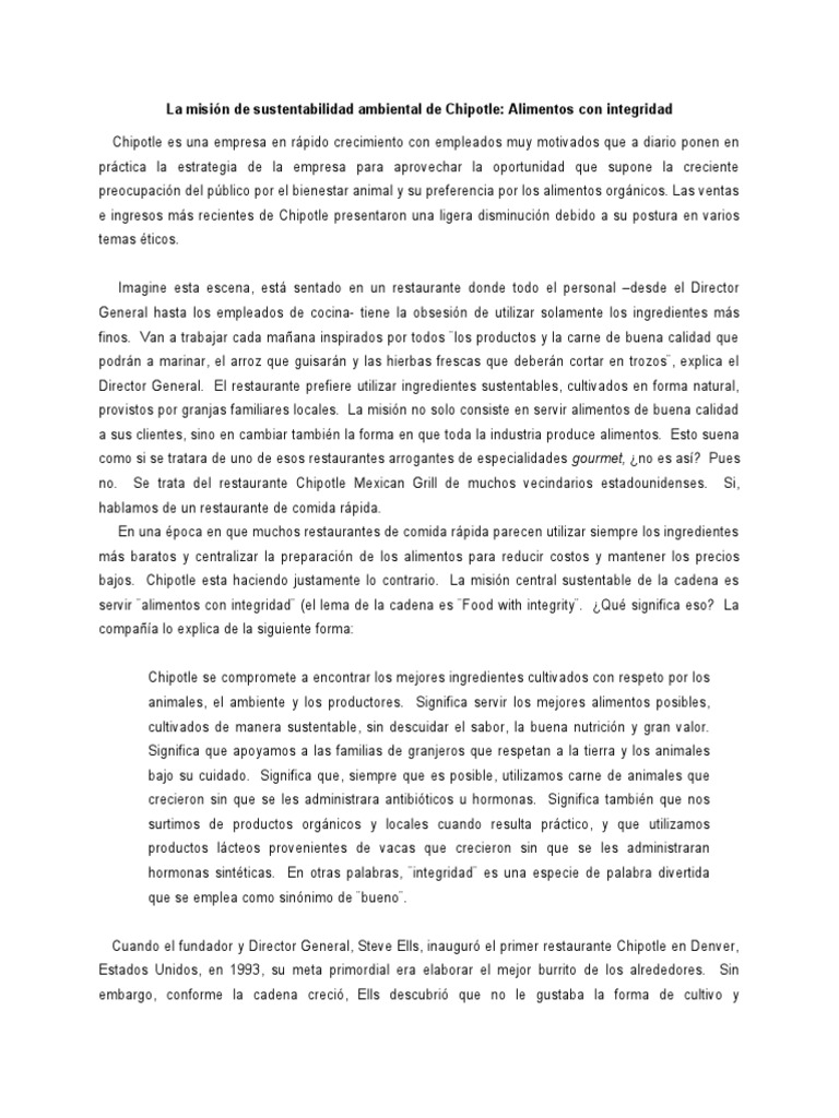 Caso Chipotle. | PDF | Ganadería Intensiva | Carne