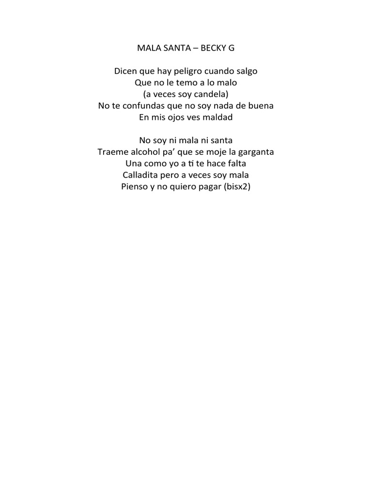 Mala Santa - Becky G | PDF