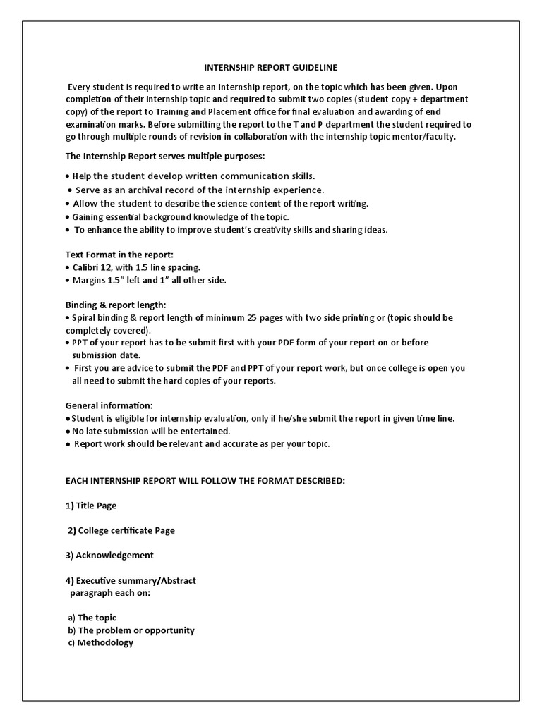 Internship Report Guidelines | PDF | Abstract (Summary) | Learning