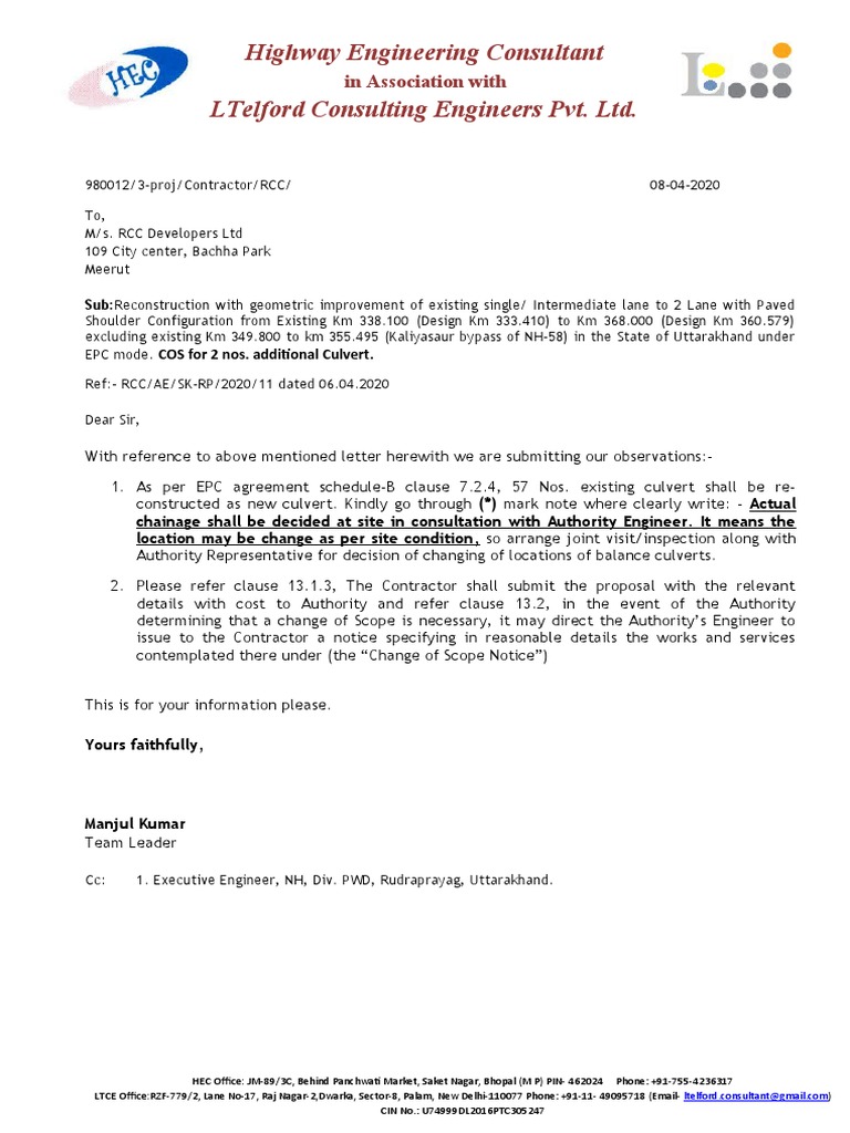 Highway Engineering Consultant Ltelford Consulting Engineers Pvt. LTD | PDF