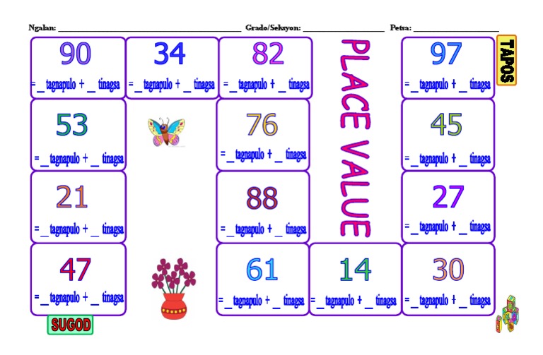Tagnapulo Ug Tinagsa Activity Sheet | PDF