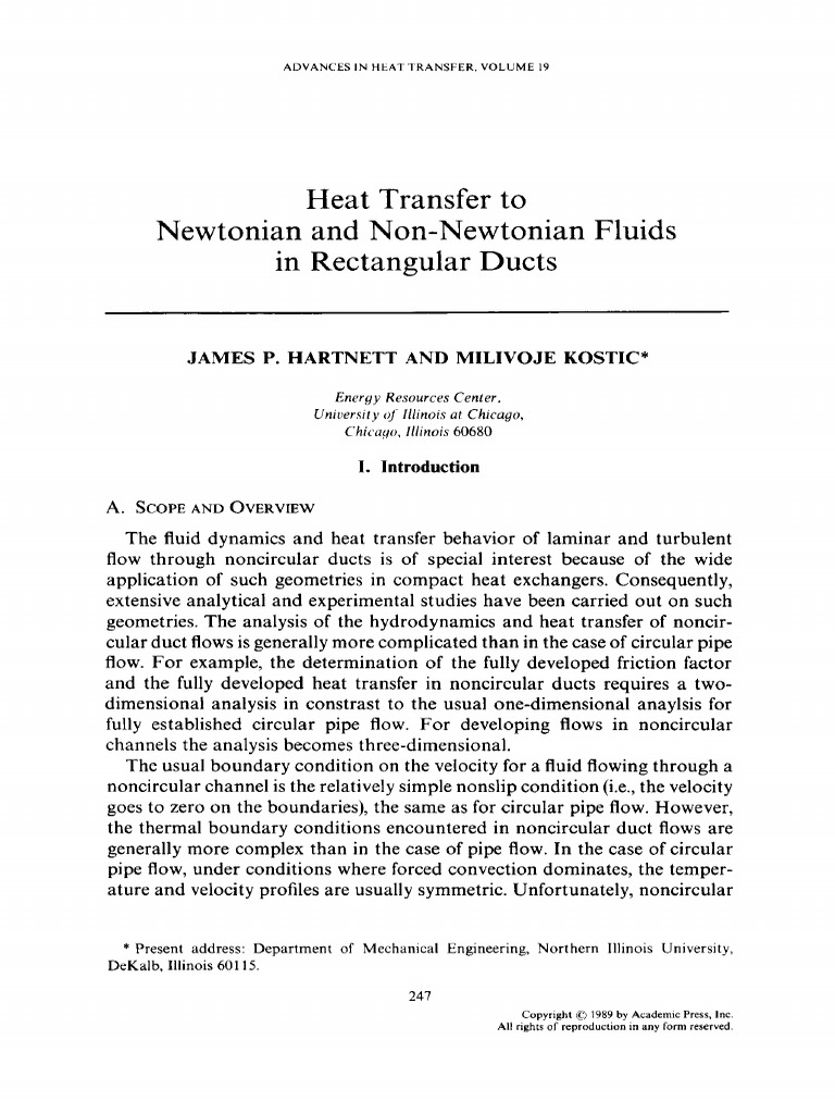 ART Heat Transfer To Newtonian and Non-Newtonian Fluids in Rectangular Ducts PDF | PDF ...