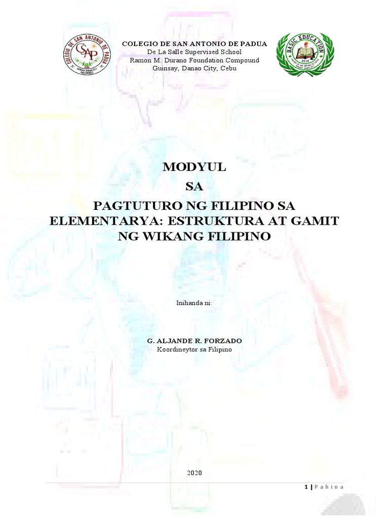Modyul 3 Sa Pagtuturo NG Filipino Sa Elementarya New | PDF