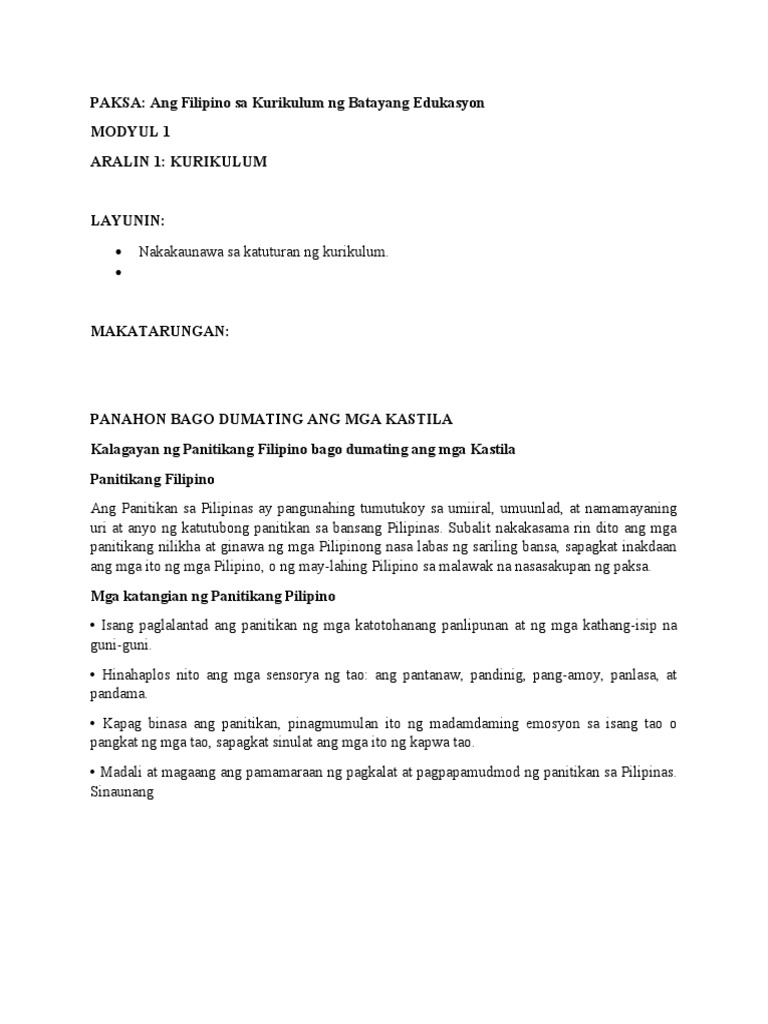 MODULE IN FILIPINO