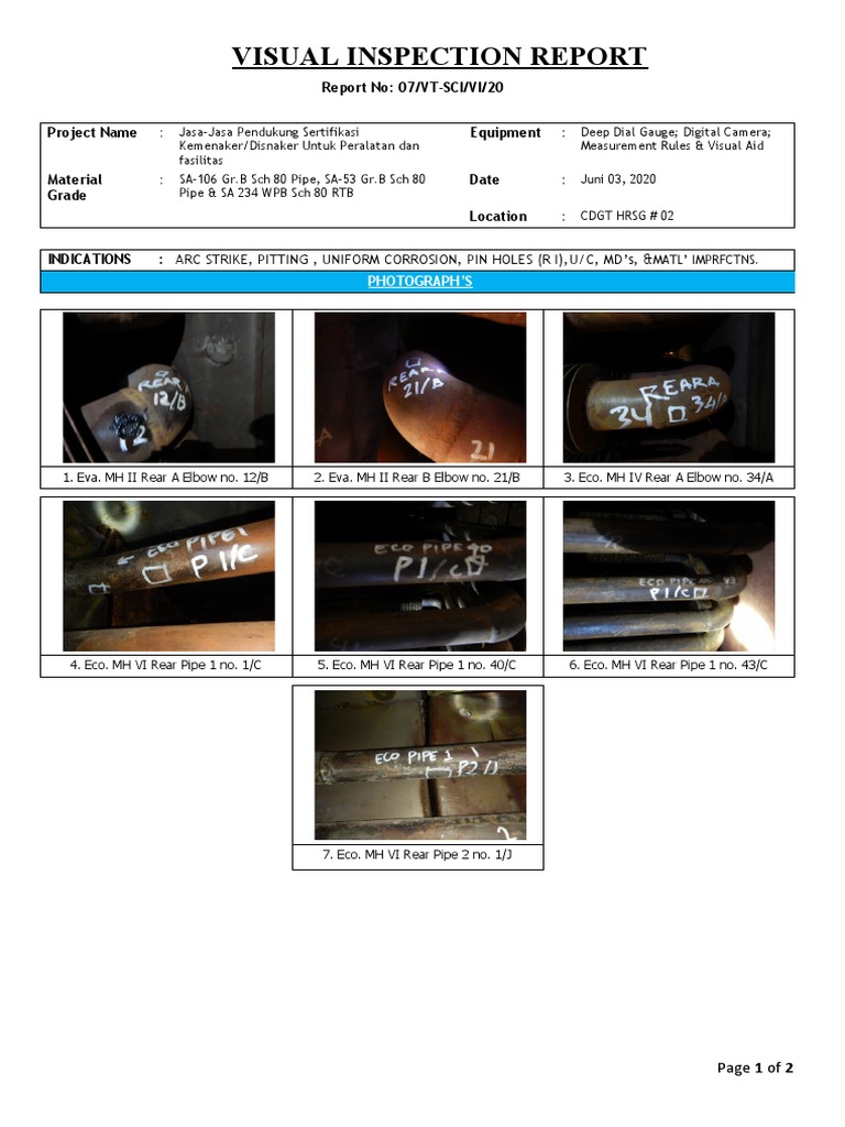 Visual Inspection HRSG # 02 | PDF | Pipe (Fluid Conveyance) | Chemical ...