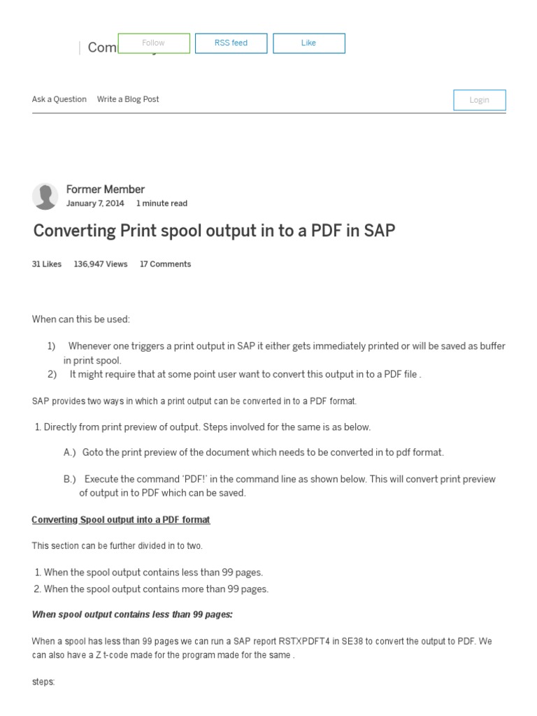 Converting Print Spool Output in To A PDF in SAP | PDF | Cyberspace ...