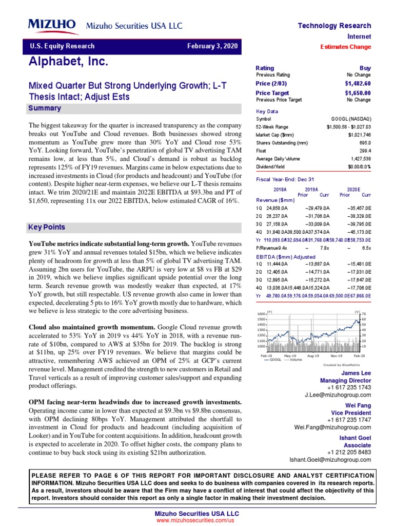 Google Earnings Report | Download Free PDF | Financial Analyst | Investing