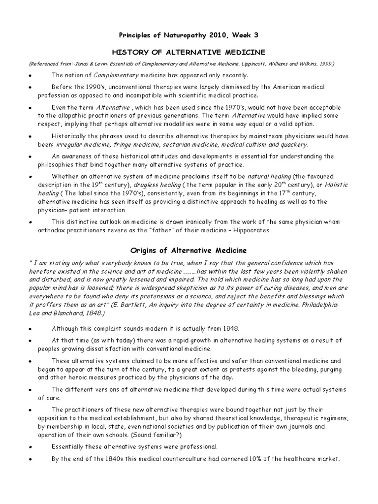 History of Naturopathy | PDF | Naturopathy | Pejoratives