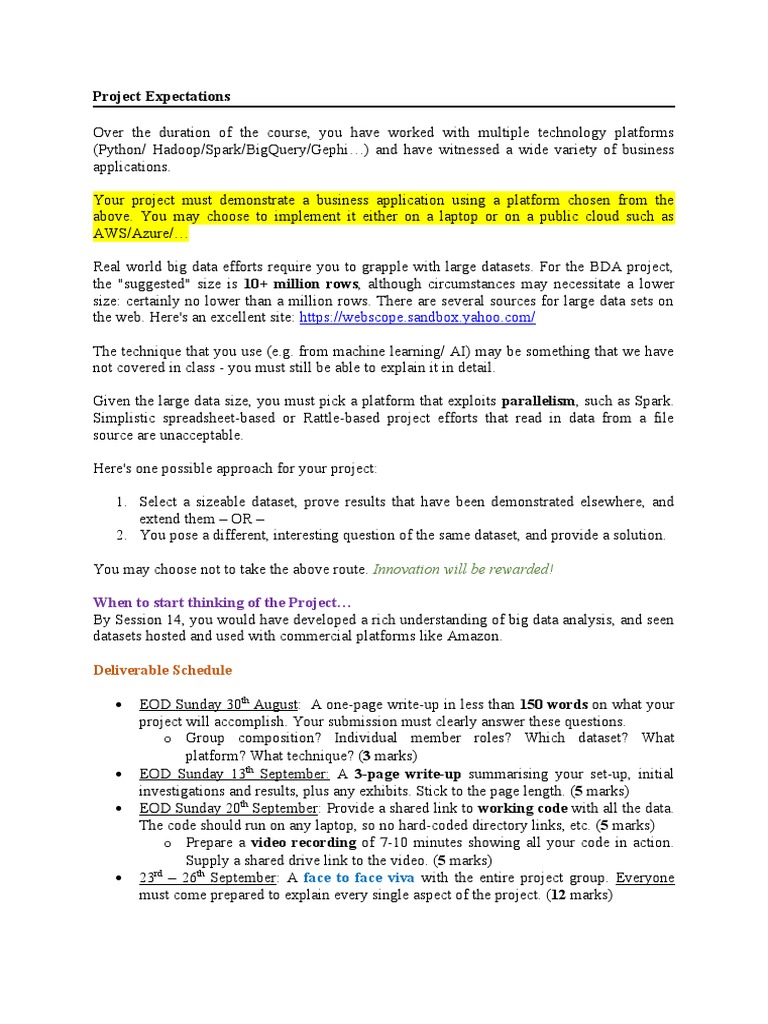 Project Expectations: When To Start Thinking of The Project | PDF | Big ...