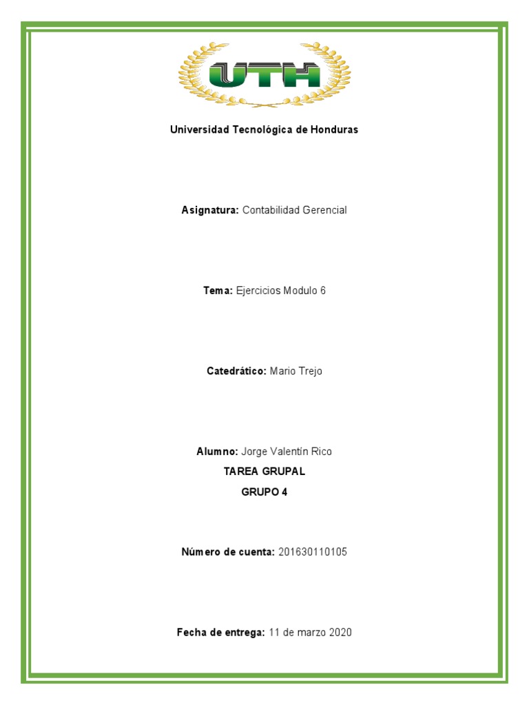 Tarea Modulo 6 Contabilidad Gerencial | PDF | Contabilidad | Residuos