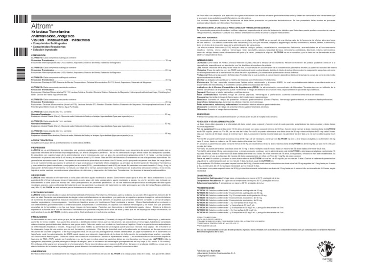 Altrom | PDF | Droga anti-inflamatoria libre de esteroides | Analgésico