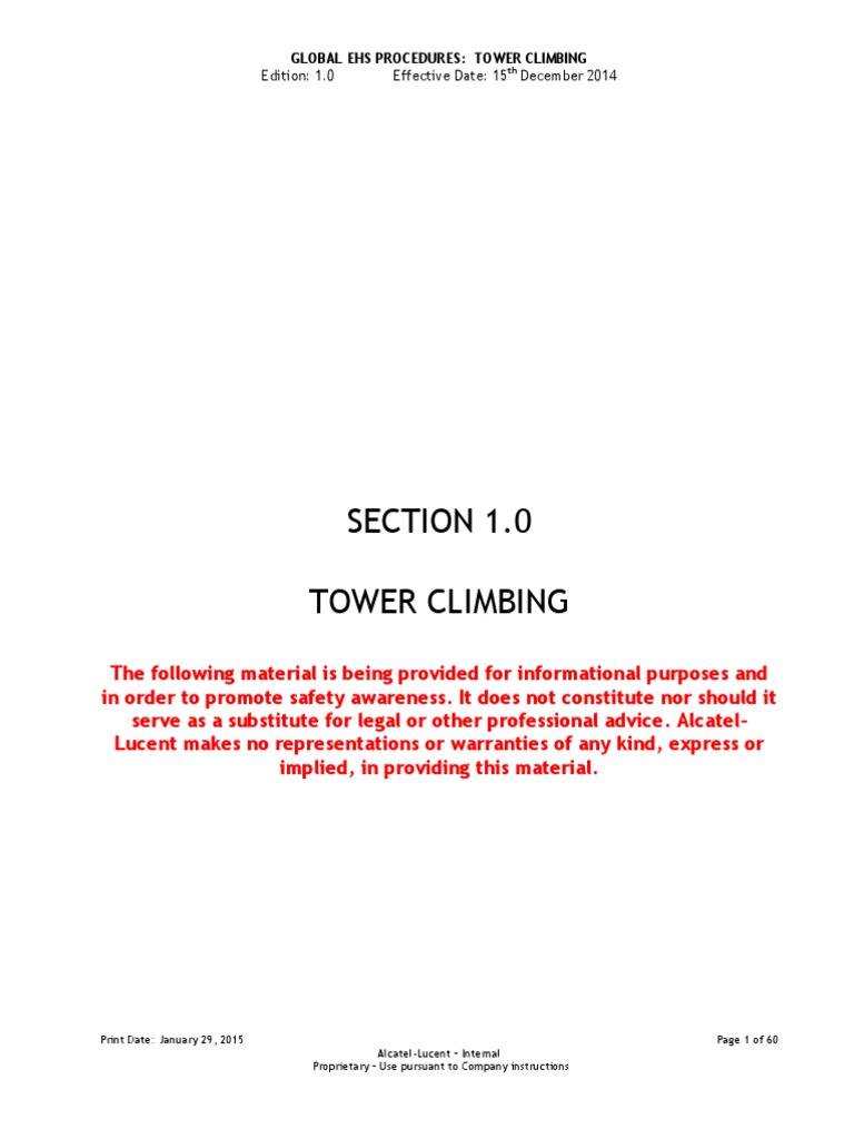 Tower Climbing Safety Procedures Guide | PDF | Personal Protective ...