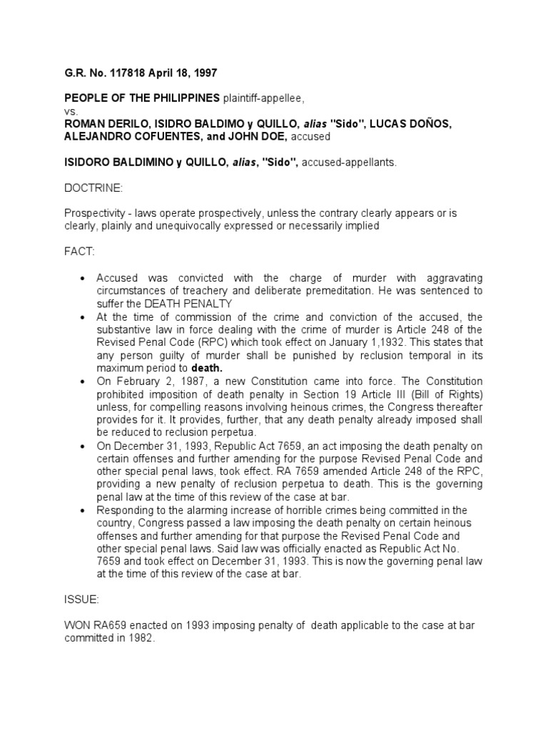 People vs. Derilo | PDF | Ex Post Facto Law | Criminology