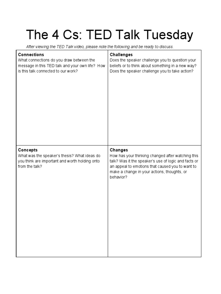 Ted Talk Tuesday WKSHT | PDF