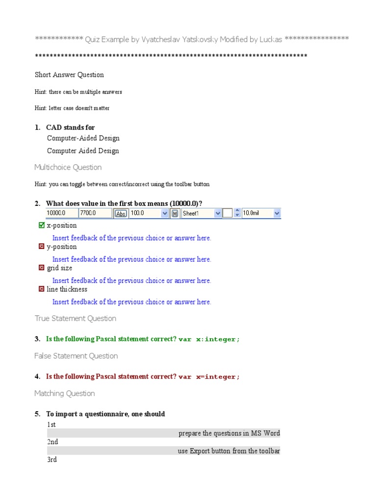 Example Moodle Quiz | PDF