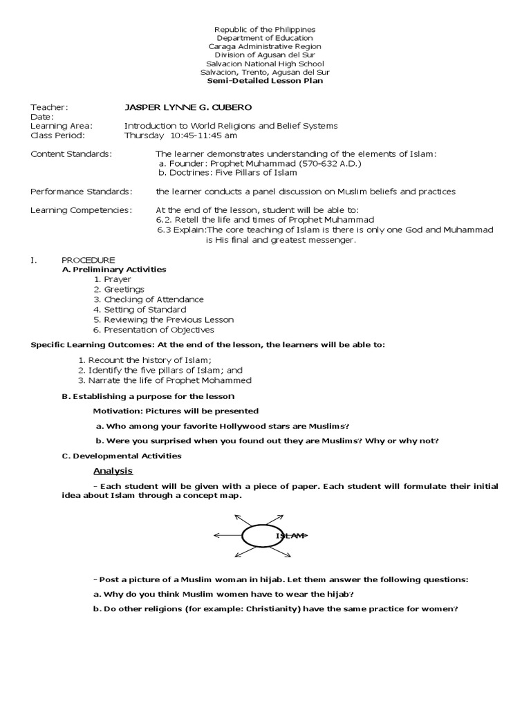 Lesson Plan (ISLAM) | PDF | Lesson Plan | Hajj