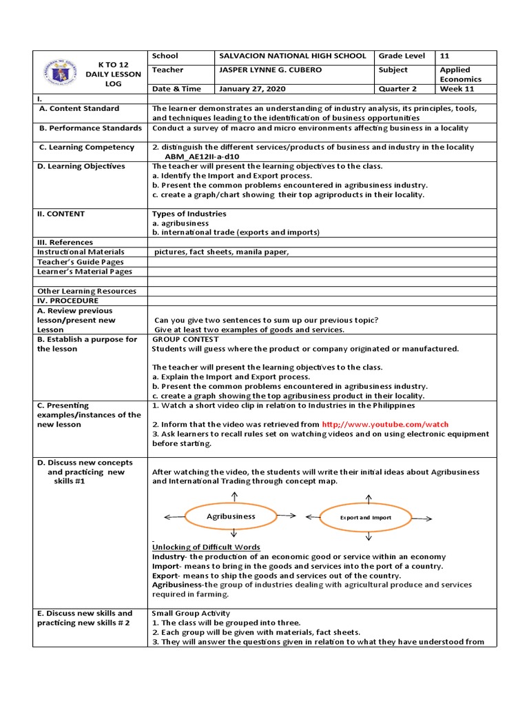 Class 11 Lesson Plan: Industry Analysis | PDF | Lesson Plan | Learning