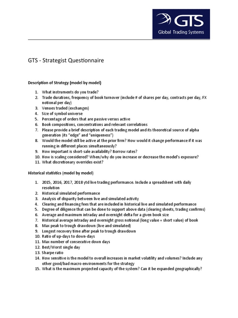GTS - Strategist Questionnaire: Description of Strategy (Model by Model ...