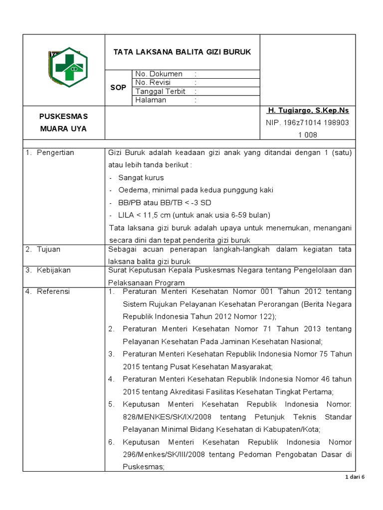SOP Tatalaksana Gizi Buruk | PDF | Kesehatan Holistik