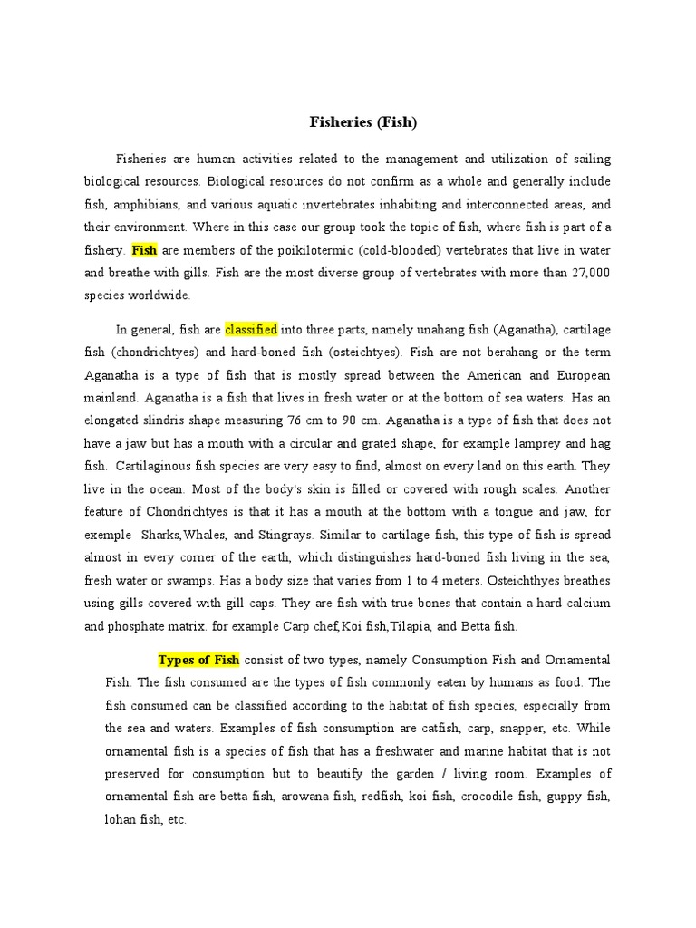 Fisheries (Fish) : Types of Fish Consist of Two Types, Namely ...