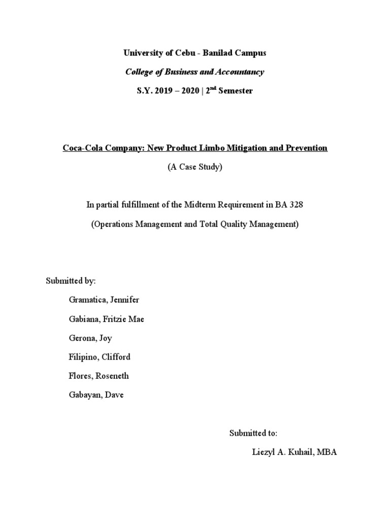 Coca-Cola Company Case Study | PDF | The Coca Cola Company | Coca Cola