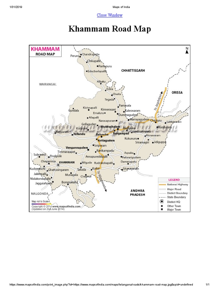 Khammam Road Map: Close Window | PDF