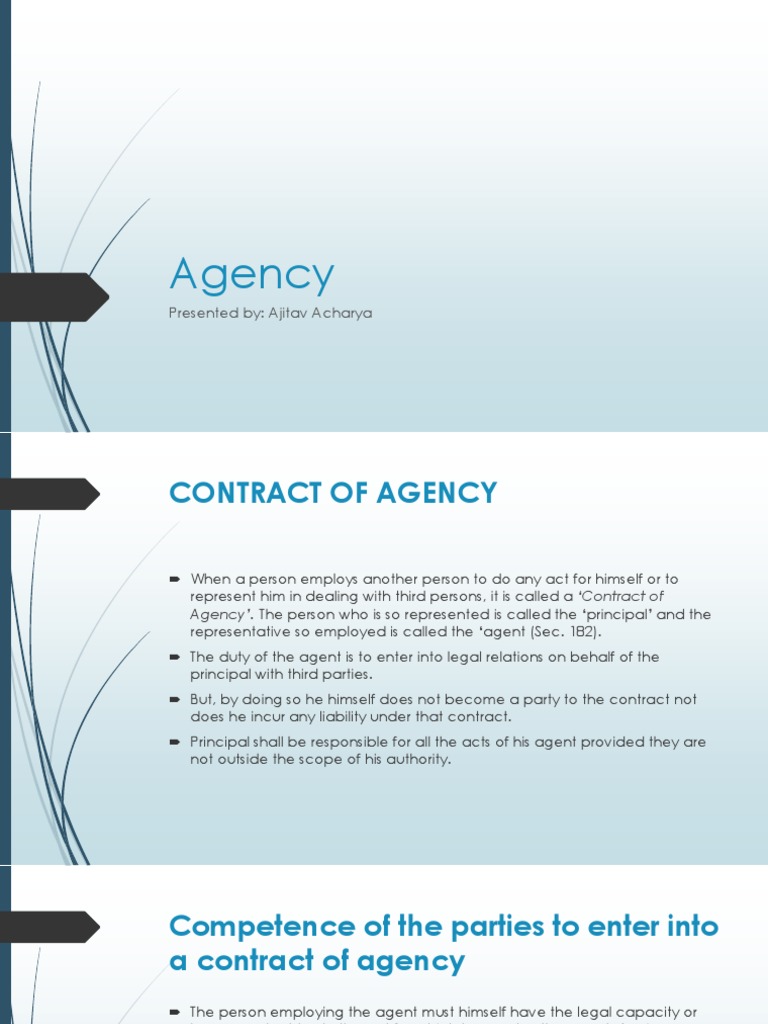 An Overview of the Key Concepts and Types of Agency Under Indian ...
