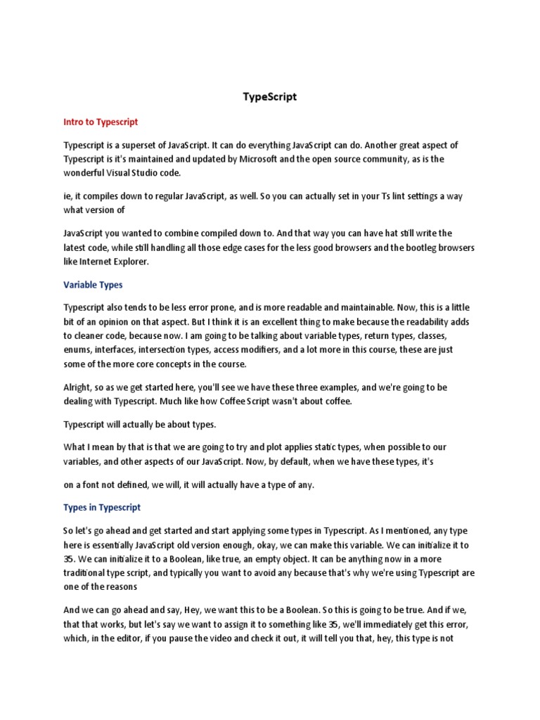 Typescript Intro | PDF | Class (Computer Programming) | Array Data Type