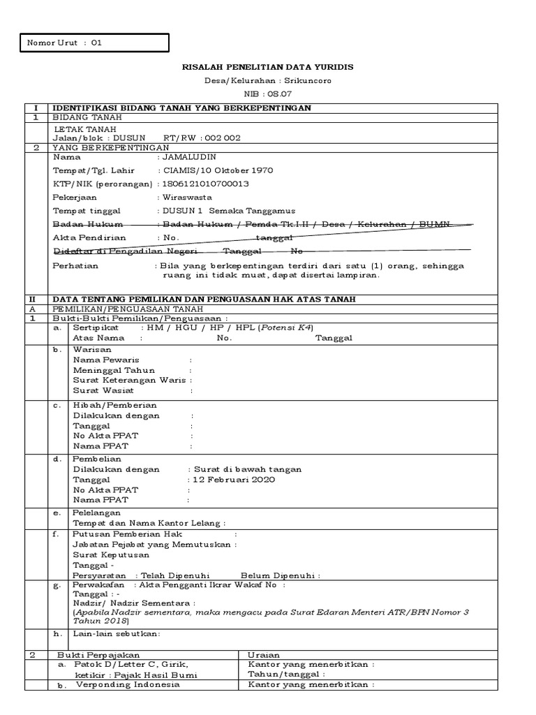 Risalah Penelitian Data Yuridis - F001154 | PDF