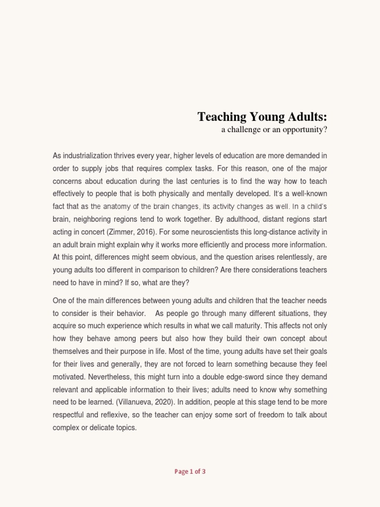 Teaching Young Adults (Essay) | Download Free PDF | Adults | Teachers