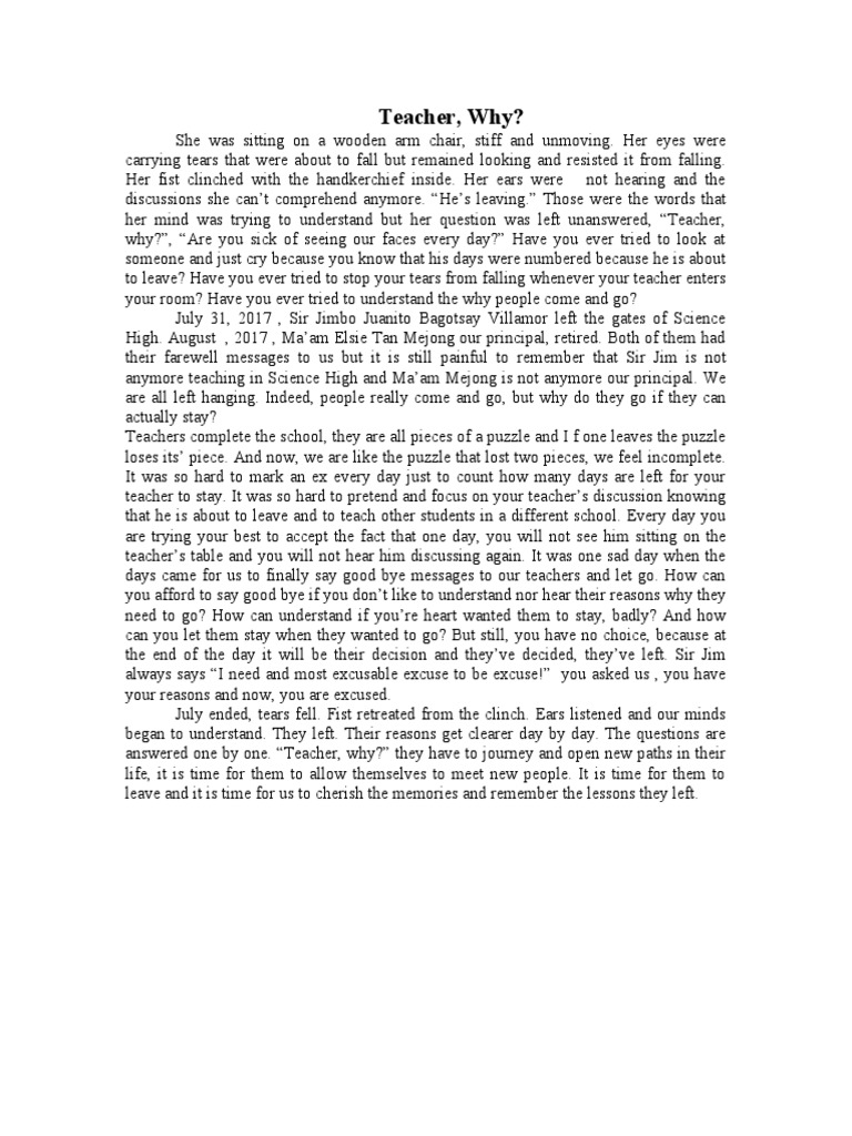 Teacher, Why? | PDF