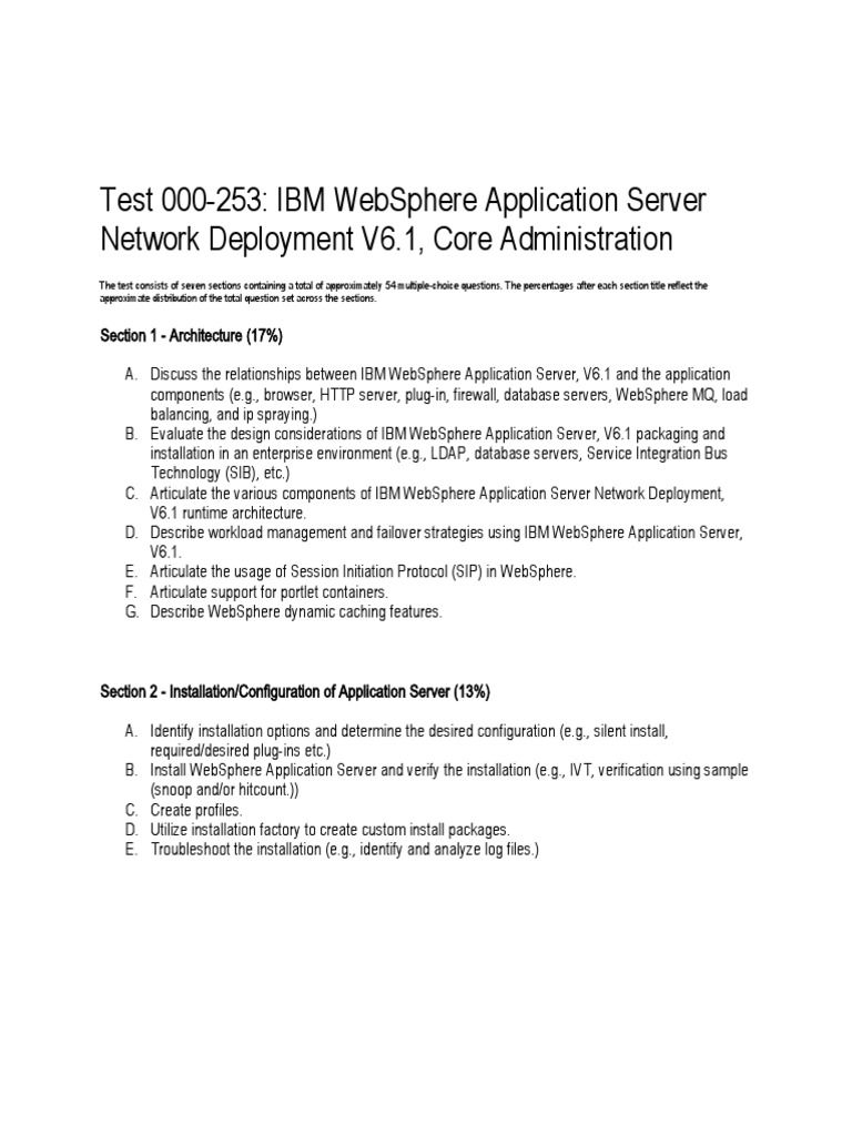 Test 000-253: Ibm Websphere Application Server Network Deployment V6.1 ...