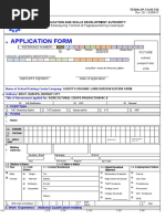 TESDA OP CO 05 F26 Application Form For Assessment | PDF