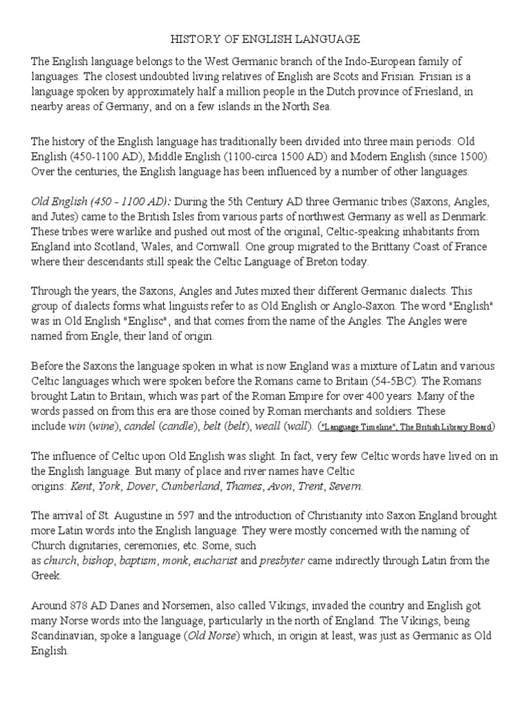 History of English Language | PDF | English Language | Gesture