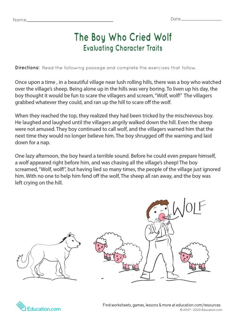 The Boy Who Cried Wolf: Evaluating Character Traits | PDF