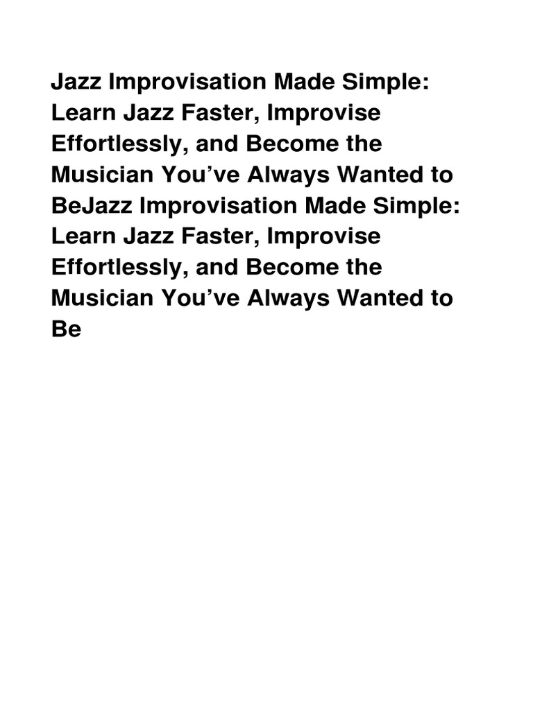 Jazz Improvisation Made Simple Learn Jaz PDF | PDF | Improvisation ...
