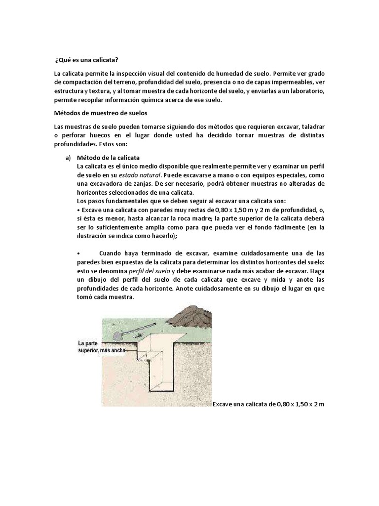 Calicatas Clase PDF | PDF | Suelo | Dibujo
