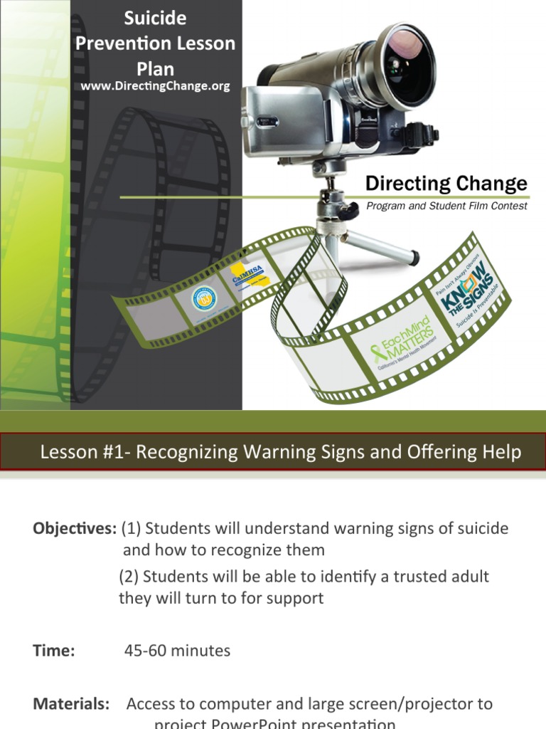 Directing Change Suicide Prevention Lesson Plan | PDF | Friendship ...