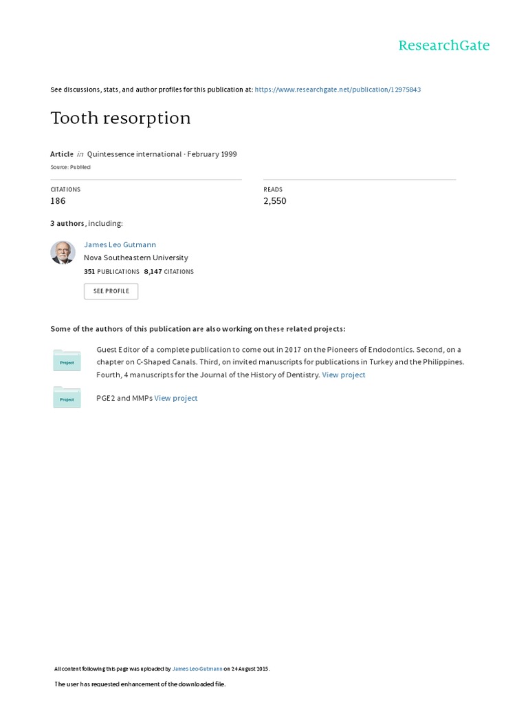 Tooth Resorption | PDF | Human Tooth | Dentistry