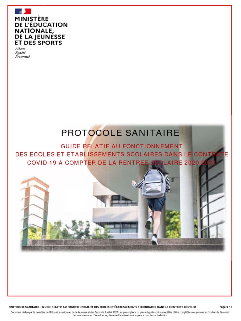 Guide Sanitaire Rentrée Scolaire 2020-2021 | PDF | Bien-être | Médical