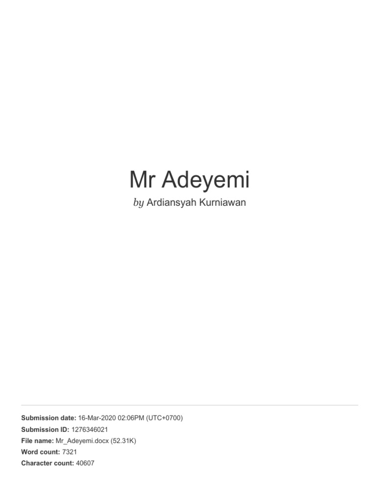 MR Adeyemi: by Ardiansyah Kurniawan | PDF | Business