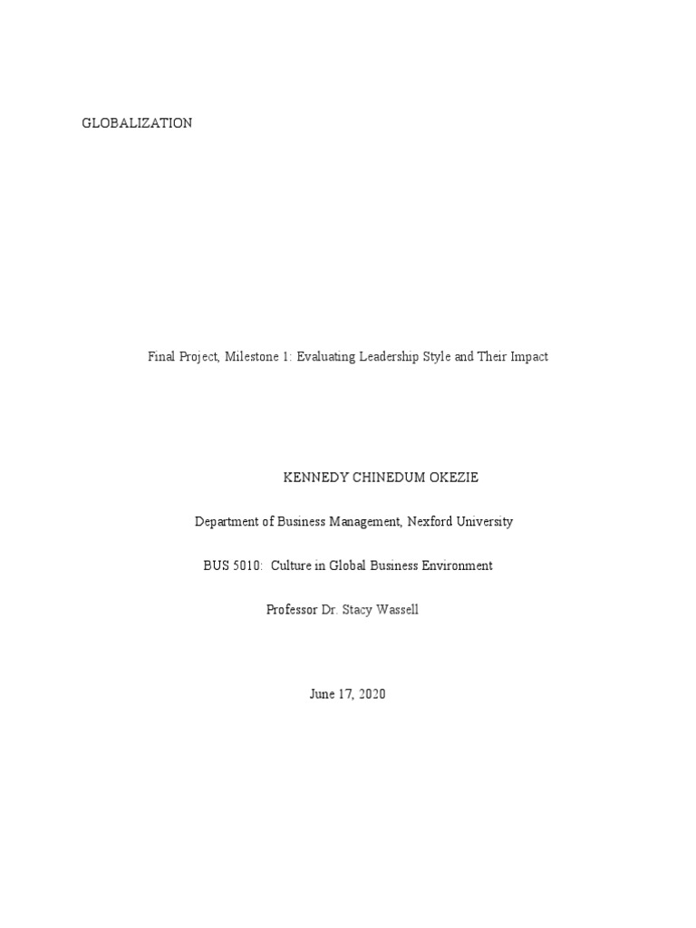 Final Project Milestone 1 Module 3 Evalauting Leadership Styles and ...