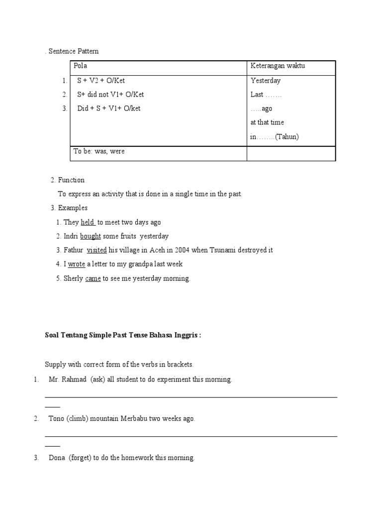 Soal Tentang Simple Past Tense Bahasa Inggris | PDF | Semiotics ...