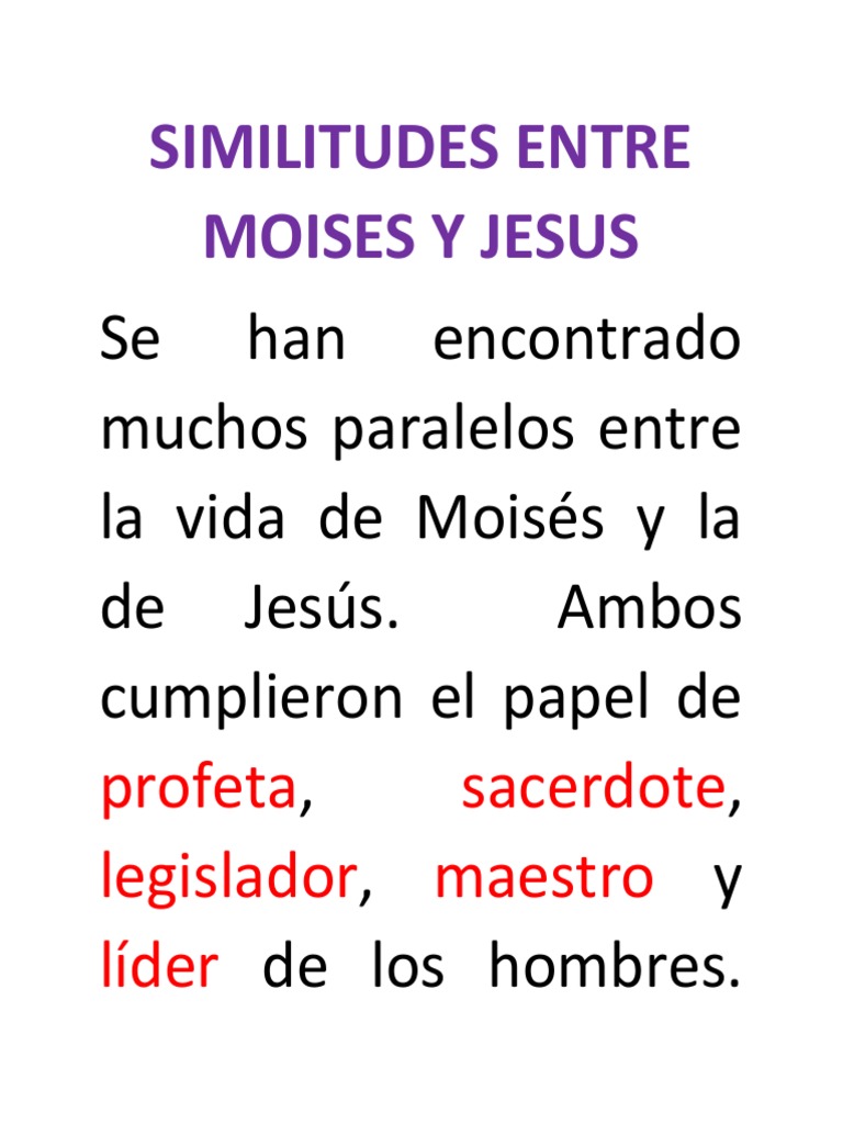 Similitudes Entre Moises y Jesus | PDF | Moisés | María, madre de Jesús