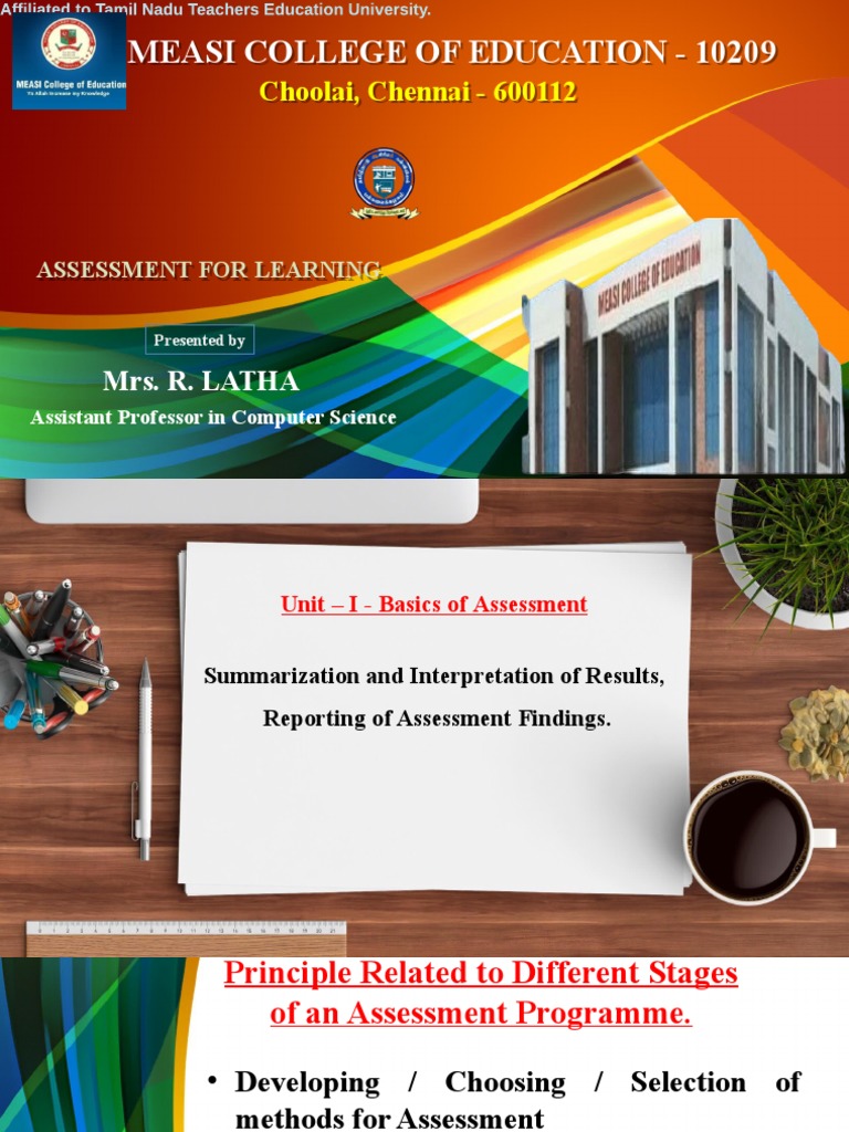 LATHA R - Assessment For Learning Unit - I | PDF | Educational ...