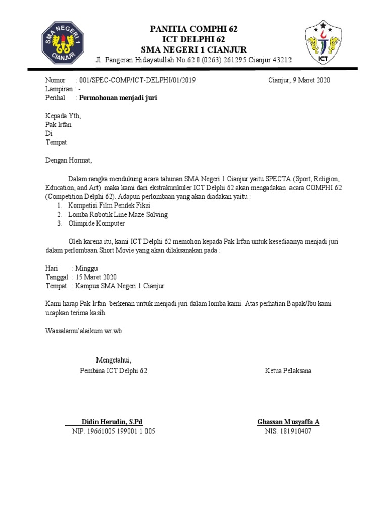 Contoh Surat Undangan Kepada Juri | PDF