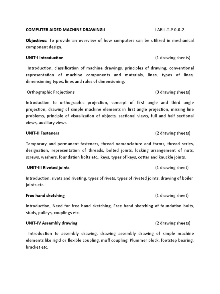 Camd 1 Lab Syllabus Pdf Machines Computer Aided Design