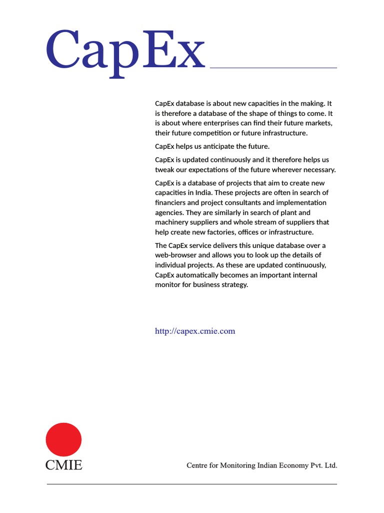 Capex: Centre For Monitoring Indian Economy Pvt. LTD | PDF | Economy Of ...